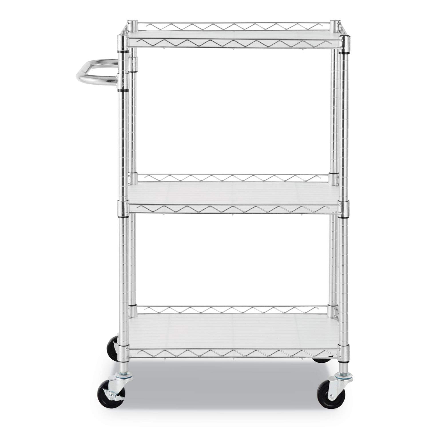 Alera ALESW322416SR 24 in. x 16 in. x 39 in. 450 lbs. Capacity 3-Shelf Wire Cart with Liners - Silver