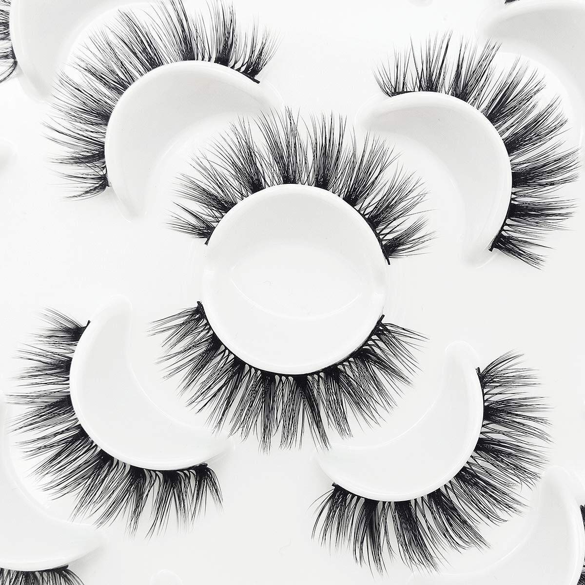 3D False Eyelashes Natural Long Lashes Bulk Lash for Girls Makeup Soft Eyelash, 7PACK