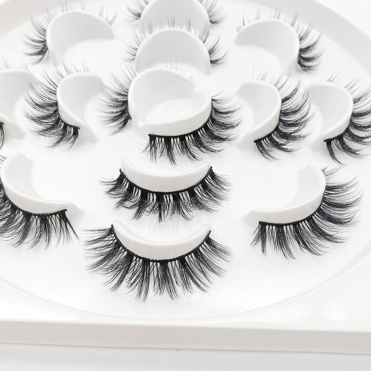 3D False Eyelashes Natural Long Lashes Bulk Lash for Girls Makeup Soft Eyelash, 7PACK