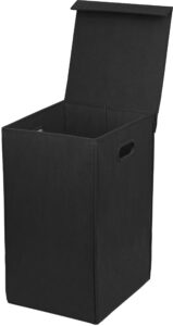 simple houseware foldable laundry hamper basket with lid, black