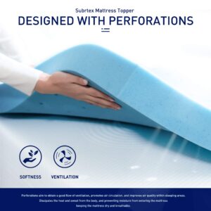 subrtex 3 Inch Gel-Infused Memory Foam Mattress Topper High Density Cooling Bed Tooper Pad Removable Fitted Cover Ventilated Design (Full)