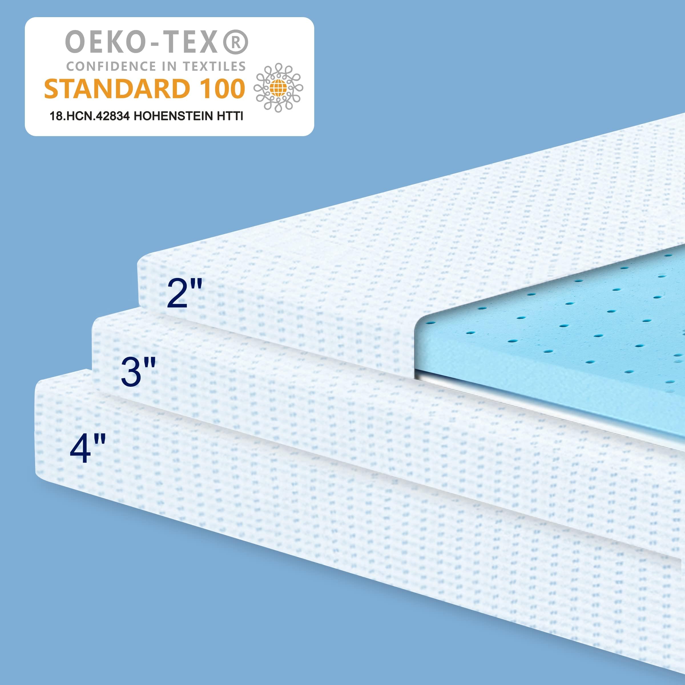 subrtex 3 Inch Gel-Infused Memory Foam Mattress Topper High Density Cooling Bed Tooper Pad Removable Fitted Cover Ventilated Design (Full)