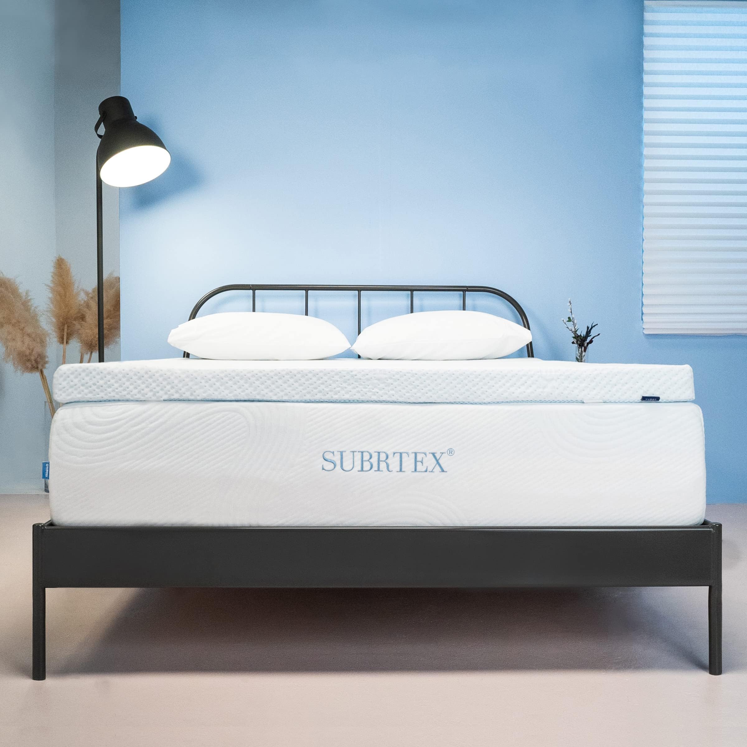 subrtex 3 Inch Gel-Infused Memory Foam Mattress Topper High Density Cooling Bed Tooper Pad Removable Fitted Cover Ventilated Design (Full)