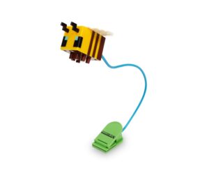 minecraft yellow bee battery-powered reading light with clip and adjustable arm