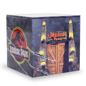 jurassic park tin storage box cube organizer with lid | 4 inches