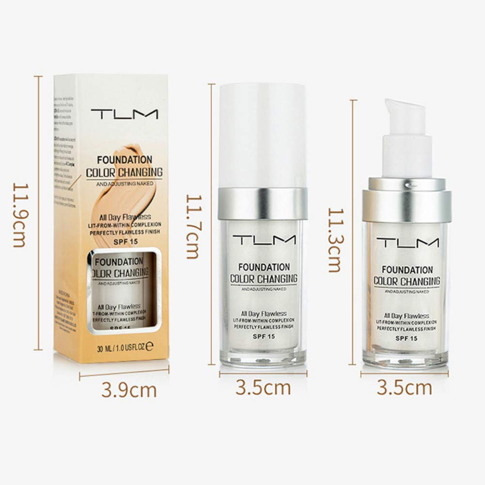 30ml TLM Flawless Color Changing Liquid Foundation Makeup Change To Your Skin Tone By Just Blending