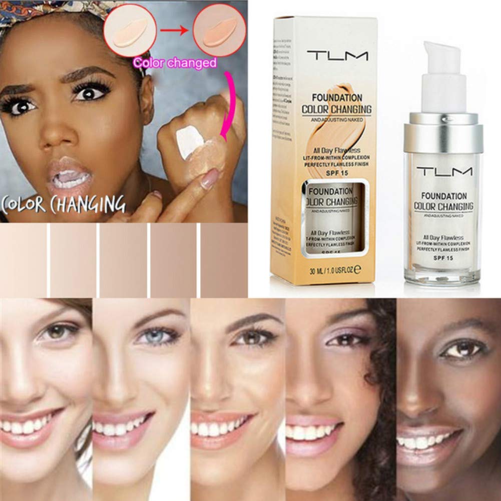 30ml TLM Flawless Color Changing Liquid Foundation Makeup Change To Your Skin Tone By Just Blending