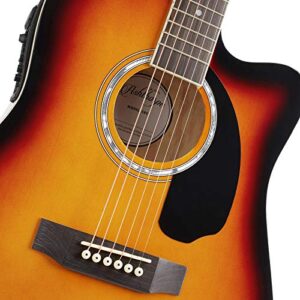 Ashthorpe Full-Size Dreadnought Cutaway Acoustic-Electric Guitar Bundle - Premium Tonewoods - Sunburst