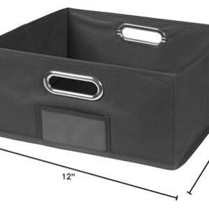 Cheer Home Storage Foldable Fabric Low Square Storage Bin- Grey