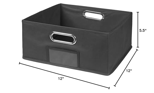 Cheer Home Storage Foldable Fabric Low Square Storage Bin- Grey