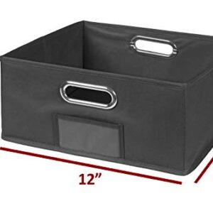 Cheer Home Storage Foldable Fabric Low Square Storage Bin- Grey