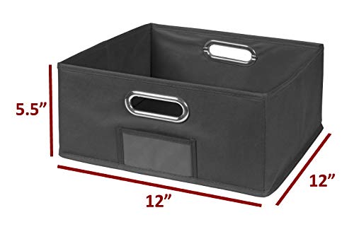 Cheer Home Storage Foldable Fabric Low Square Storage Bin- Grey