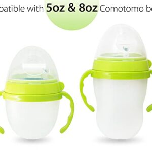 Baby Bottle Handles for Comotomo 5 Ounce & 8 Ounce Silicone Baby Bottles, Compatible Comotomo Bottle Holder for Baby, Pack of 2, Green