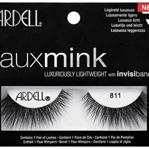 Ardell Faux Mink 811 Black False Lashes, Lightweight with Invisiband, 4 pairs