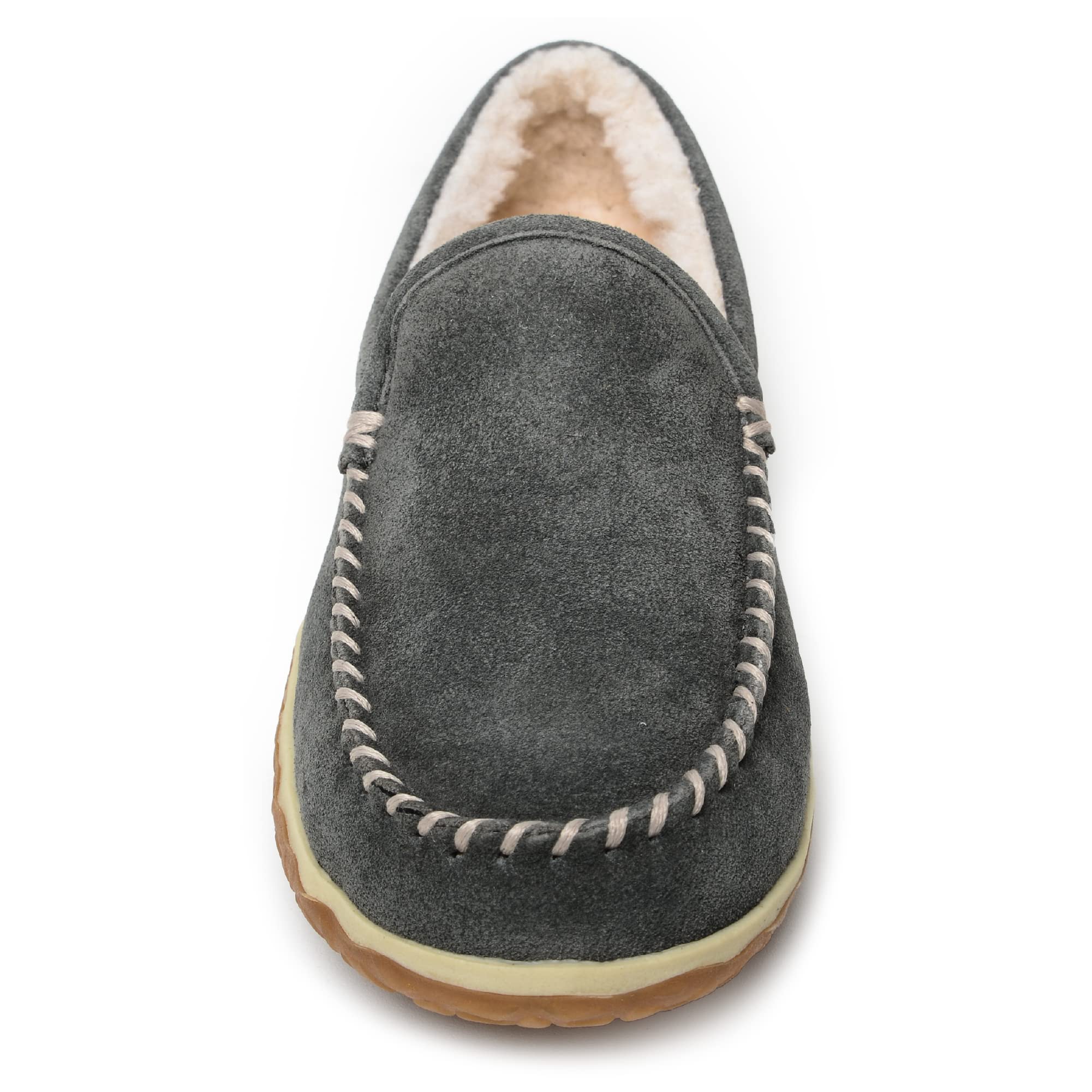 Minnetonka Mens Tilden Moccasin Slippers, Grey, Size 10