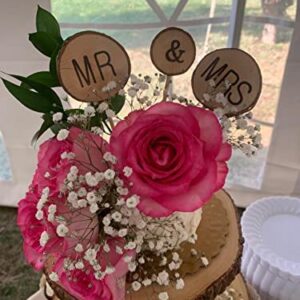 3 Pcs Mr&Mrs Toppers Natural Wood Cake Decoration Chic Rustic Wedding Mr Mrs Letter Topo for Couple Sweetheart Party Anniversary Birthday