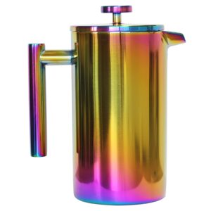 MAGICAFÉ French Press Coffee Maker – Stainless Steel Coffee Maker Double Walled French Press Rainbow 34oz/1L