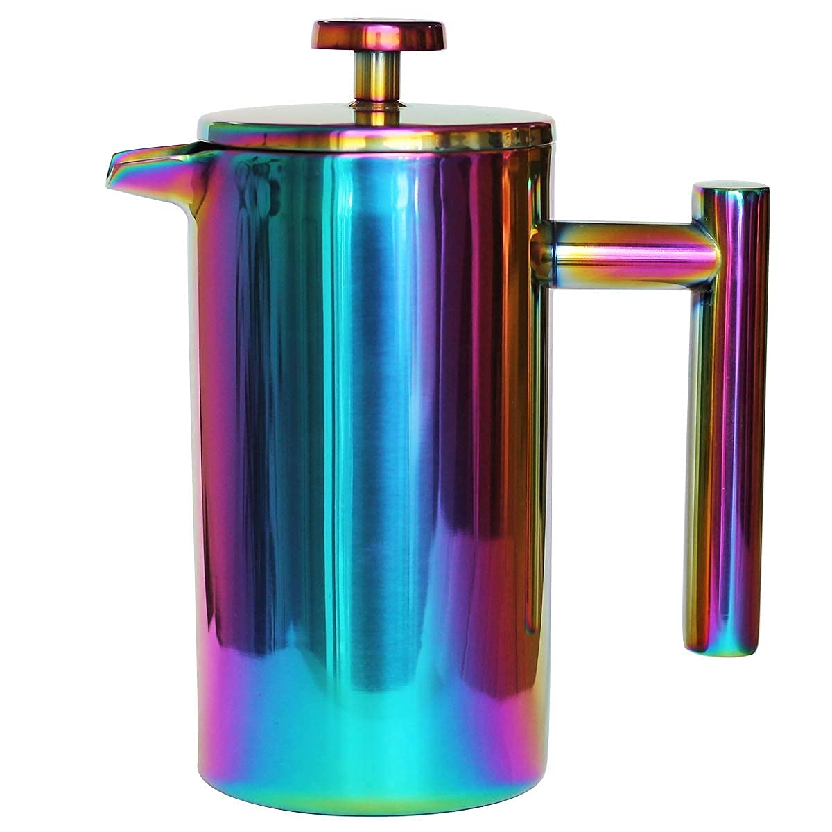 MAGICAFÉ French Press Coffee Maker – Stainless Steel Coffee Maker Double Walled French Press Rainbow 34oz/1L