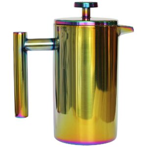 MAGICAFÉ French Press Coffee Maker – Stainless Steel Coffee Maker Double Walled French Press Rainbow 34oz/1L