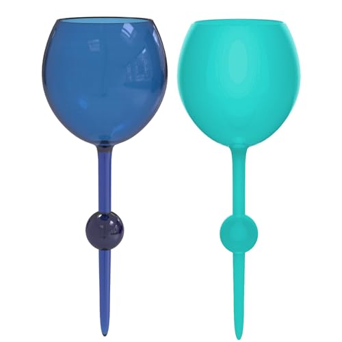 The Beach Glass- Original Floating Acrylic Wine Glass- for Pool, Beach, Camping, Picnic and Outdoor - 1 Teal Tides and 1 Indigo Skies Pack of 2