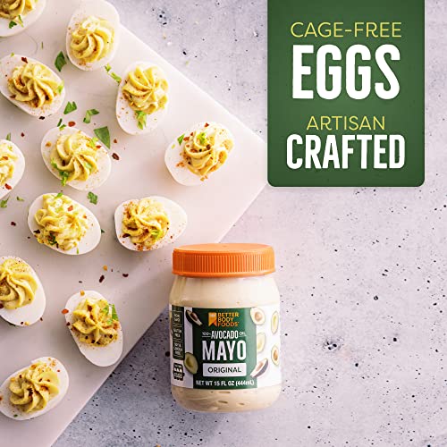 BetterBody Foods Avocado Oil Mayonnaise, Non-GMO Mayo Spread Made with Cage-Free Eggs, Paleo (15 Ounces)