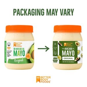 BetterBody Foods Avocado Oil Mayonnaise, Non-GMO Mayo Spread Made with Cage-Free Eggs, Paleo (15 Ounces)