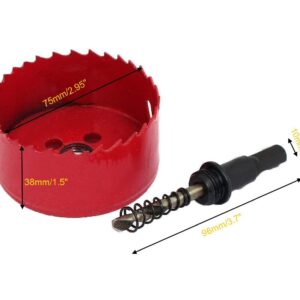 Luomorgo 75mm/3 inch Hole Saw, 1 1/4 inch Cutting Depth HSS Bi-Metal Hole Cutter for Wood Cornhole Boards Plastic Drywall & Metal Sheet