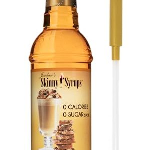 Jordan's Skinny Syrups Sugar Free Butter Toffee Coffee Syrup 750 mL Bottle with By The Cup Syrup Pump