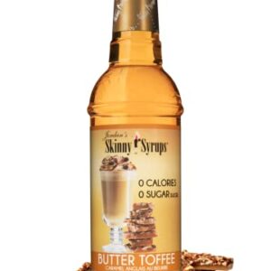 Jordan's Skinny Syrups Sugar Free Butter Toffee Coffee Syrup 750 mL Bottle with By The Cup Syrup Pump