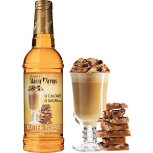 Jordan's Skinny Syrups Sugar Free Butter Toffee Coffee Syrup 750 mL Bottle with By The Cup Syrup Pump