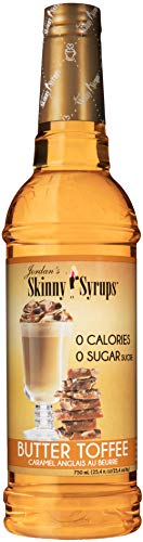 Jordan's Skinny Syrups Sugar Free Butter Toffee Coffee Syrup 750 mL Bottle with By The Cup Syrup Pump