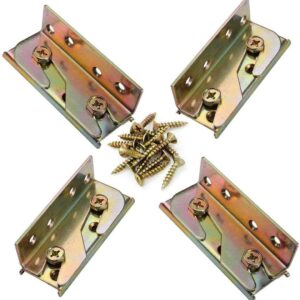 Socell 4 Sets Bed Rail Brackets Heavy Duty No-Mortise Bed Rail Fittings Wooden Bed Frame Connectors with Screws for Headboards Footboards Hold