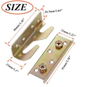 Socell 4 Sets Bed Rail Brackets Heavy Duty No-Mortise Bed Rail Fittings Wooden Bed Frame Connectors with Screws for Headboards Footboards Hold