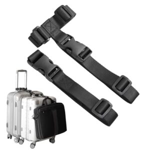 luggage straps,two add a bag suitcase strap belt,adjustable travel attachment accessories for connect your three luggage together - 2 pack(black)