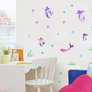 Easu Mermaid Wall Decals Girls Nursery Bedroom Wall Sticker Girls Wall Decals Mermaids Decorative Peel & Stick Wall Decals