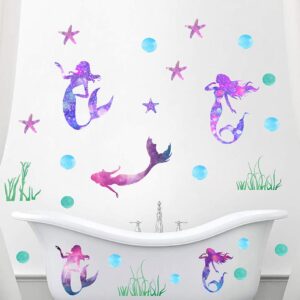 Easu Mermaid Wall Decals Girls Nursery Bedroom Wall Sticker Girls Wall Decals Mermaids Decorative Peel & Stick Wall Decals