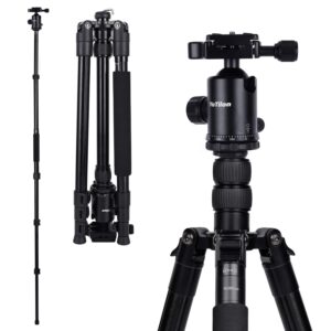 yotilon tripod for camera, 76” aluminum dslr camera tripod monopod 360 degree ball head with 1/4 screw fast quick release plates for canon nikon sony samsung olympus panasonic & pentax travel work