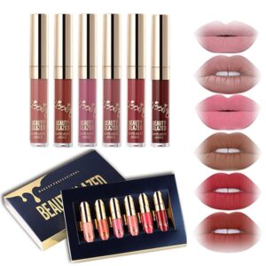 6pcs matte liquid lipstick set non-stick cup waterproof long lasting birthday edition durable liquid lipgloss beauty cosmetics makeup set gifts for women girls (birthday edition)