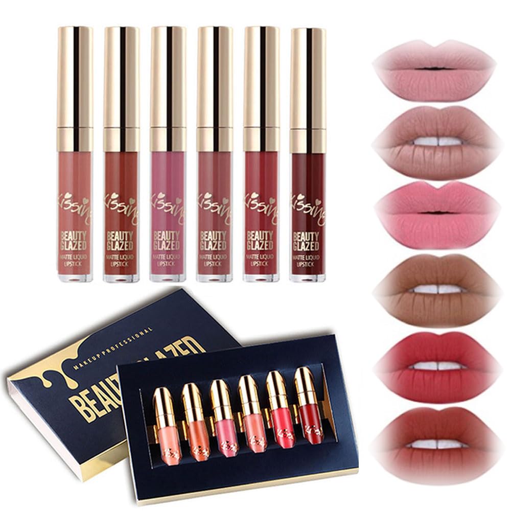 6PCS Matte Liquid Lipstick Set Non-Stick Cup Waterproof Long Lasting Birthday Edition Durable Liquid Lipgloss Beauty Cosmetics Makeup Set Gifts for Women Girls (Birthday Edition)