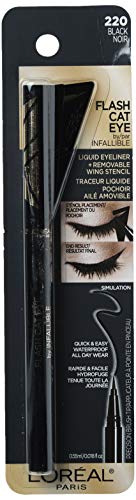 L'Oreal Paris Makeup Infallible Flash Cat Eye Waterproof Liquid Eyeliner, Black, 0.44 oz.