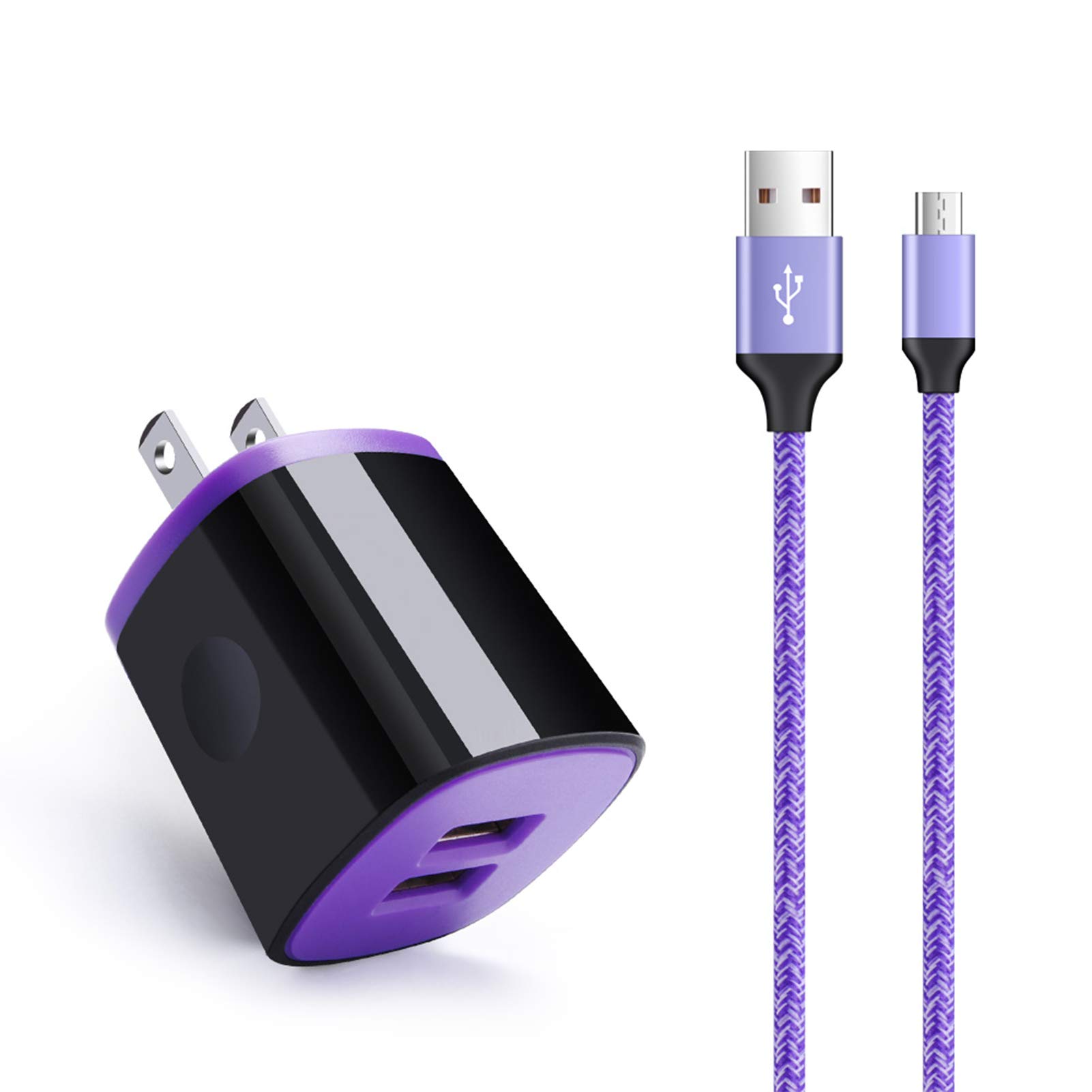 Charger Plug Micro USB Cable Compatible for Samsung Galaxy S7 S6 J7 J7V J3 J3V J8 J5 A6 A10 Note 5 4,LG K50 K40 K30 K20 V10,Moto E6 E5 G4 G5,Tablet,Wall Charging Block Fast Charging Android Phone Cord