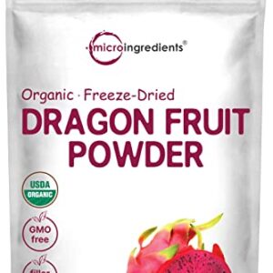 Organic Dragon Fruit Powder, 10oz | 100% Natural Fruit Powder | Freeze-Dried Pink Pitaya Source | No Sugar & Additives | Great Flavor for Drinks, Smoothie, & Beverages | Non-GMO & Vegan Friendly