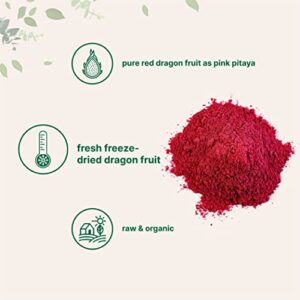 Organic Dragon Fruit Powder, 10oz | 100% Natural Fruit Powder | Freeze-Dried Pink Pitaya Source | No Sugar & Additives | Great Flavor for Drinks, Smoothie, & Beverages | Non-GMO & Vegan Friendly