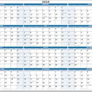 PlanetSafe Calendars 2024 Annual 12-Month Horizontal Sky Blue Wet & Dry-Erasable Wall Calendar - Yearly Planner - Large Wall Calendars - Great for Home, Office, and Classroom - 24" tall x 36" wide BN