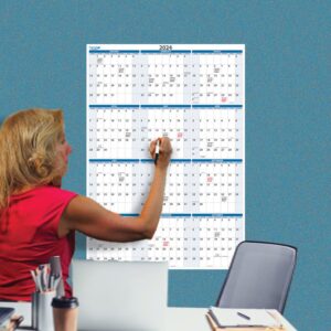 PlanetSafe Calendars 2024 Annual 12-Month Vertical Sky Blue Wet & Dry-Erasable Wall Calendar - Yearly Planner - Large Wall Calendars - Great for Home, Office, and Classroom - 36" tall x 24" wide BN