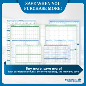 PlanetSafe Calendars 2024 Annual 12-Month Vertical Sky Blue Wet & Dry-Erasable Wall Calendar - Yearly Planner - Large Wall Calendars - Great for Home, Office, and Classroom - 36" tall x 24" wide BN