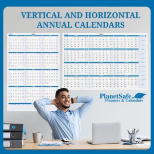 PlanetSafe Calendars 2024 Annual 12-Month Vertical Sky Blue Wet & Dry-Erasable Wall Calendar - Yearly Planner - Large Wall Calendars - Great for Home, Office, and Classroom - 36" tall x 24" wide BN