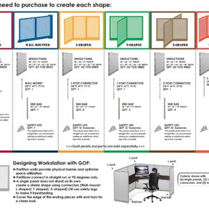 GOF Office Partition Single Full Fabric Panel (L-Post 72" h)