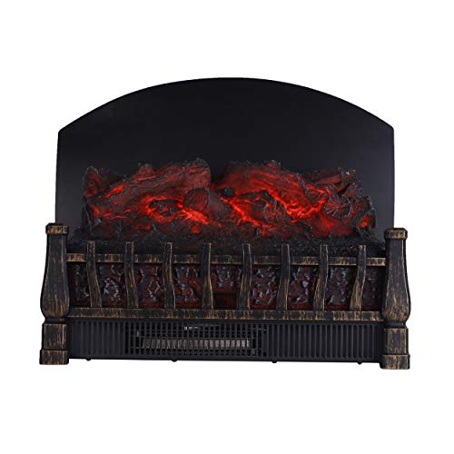 Caesar Fireplace Stove Adjustable Electric Log Set Heater with Realistic Ember Bed 1500W Remote Controller Black