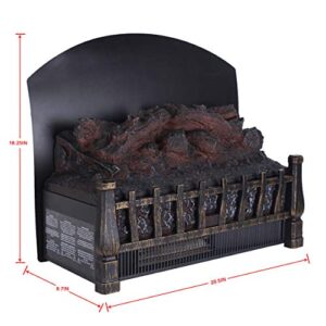 Caesar Fireplace Stove Adjustable Electric Log Set Heater with Realistic Ember Bed 1500W Remote Controller Black